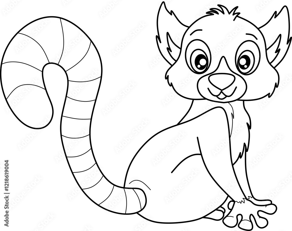 Lemur cartoon line art for coloring book pages Stock Vector | Adobe Stock