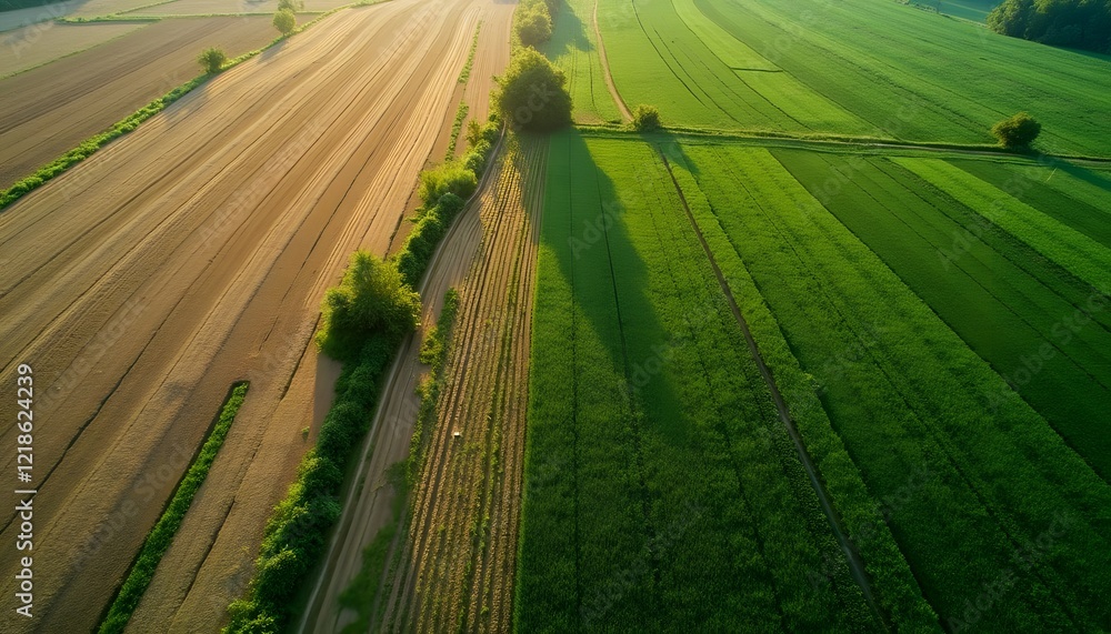 Aerial view of agricultural land being cleared and prepared for ...