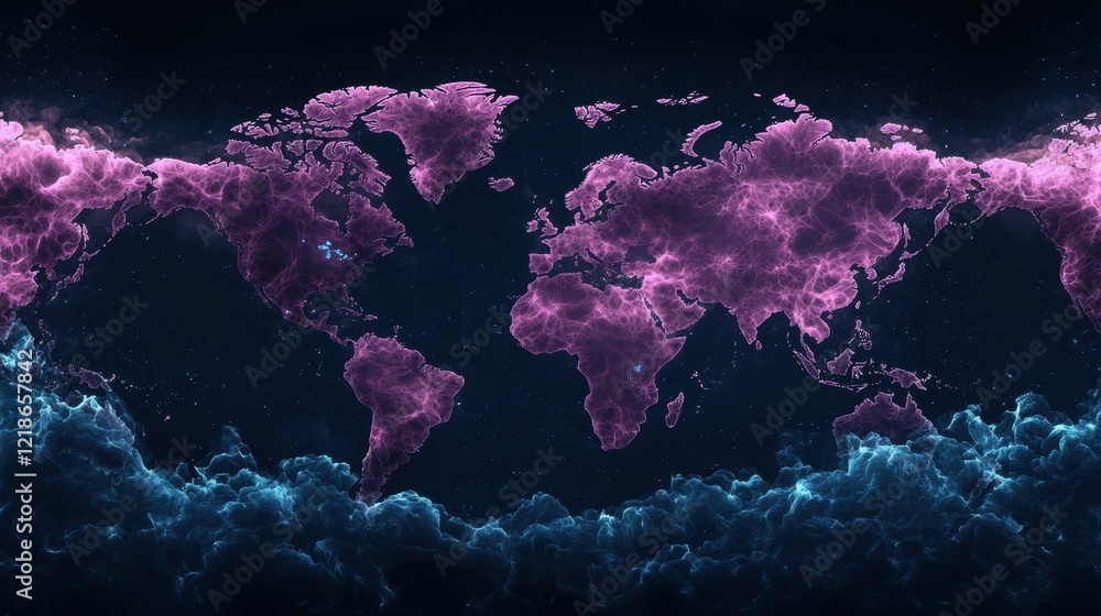 World Map Technology And Data Visualization World Map With Heatmap