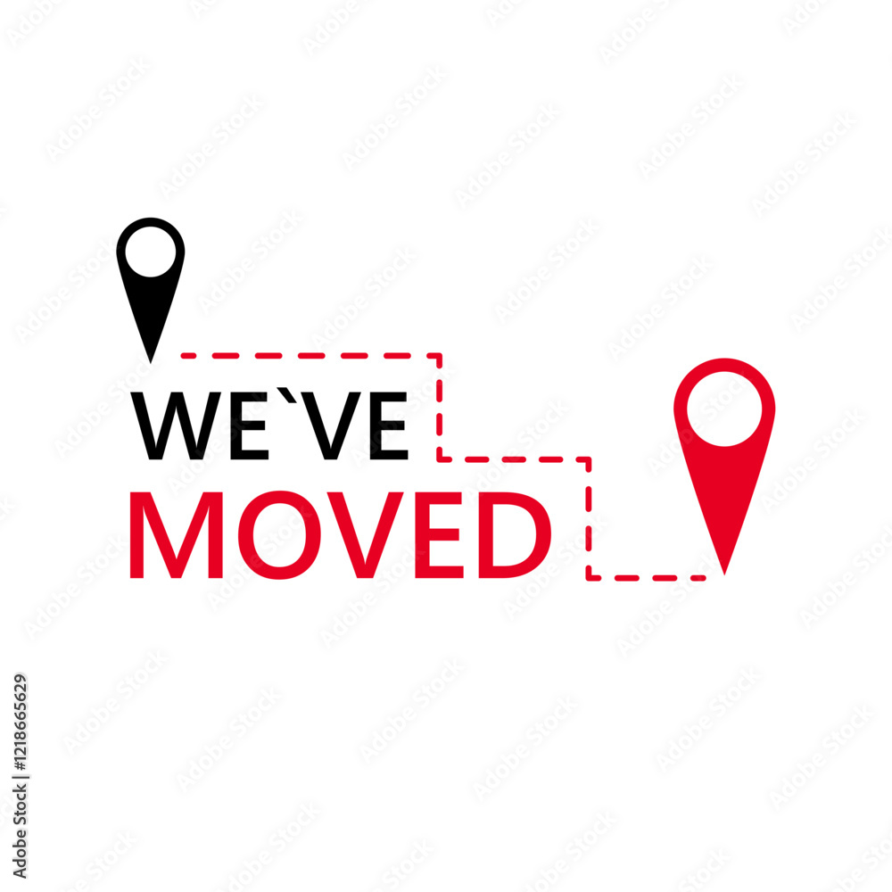 Announcement badge for relocation we have moved, vector of navigation ...