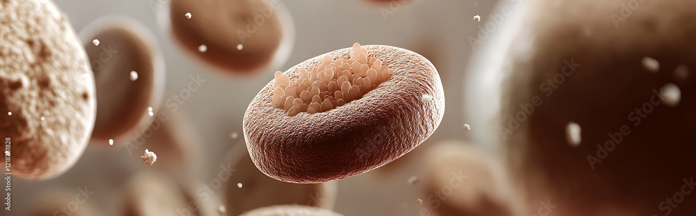 Microscopic view of a cell undergoing apoptosis with nucleus shrinking ...