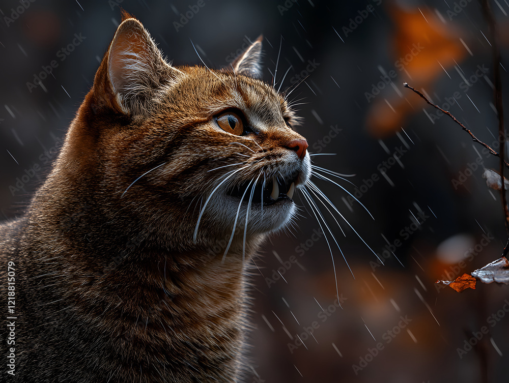 Cat attacks, mad cat aggressive, rabies. Fierce Expression of a Tabby ...