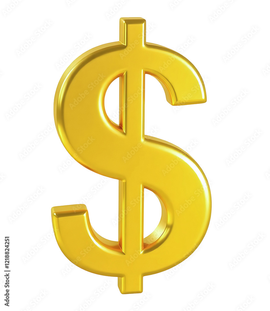 3D golden US dollar sign currency symbol transparent png on isolated ...