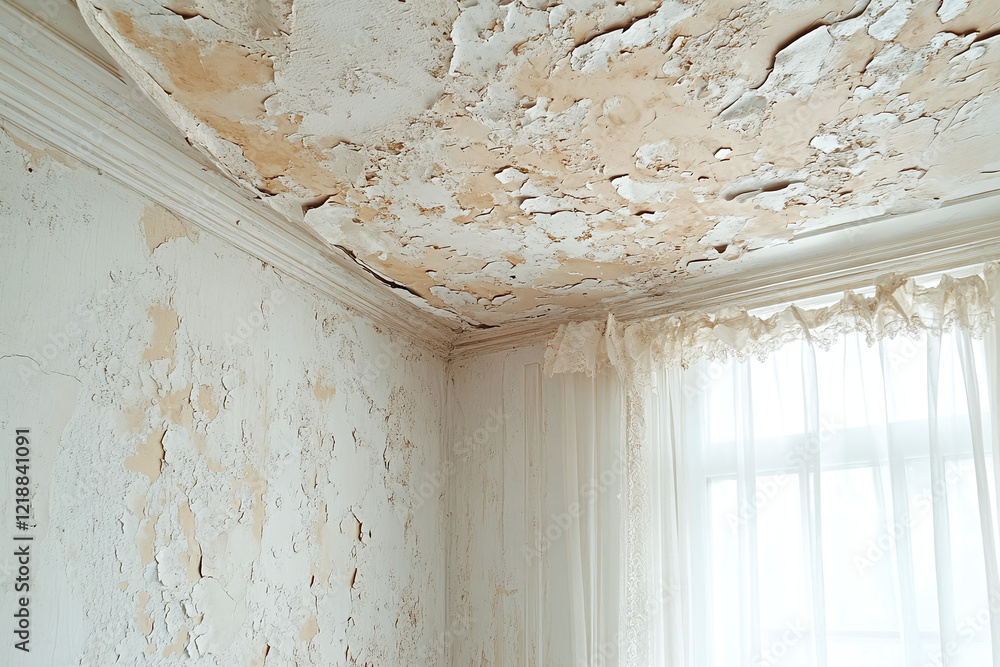 infiltration of water, mold and cracks in the wall corners Damp and ...