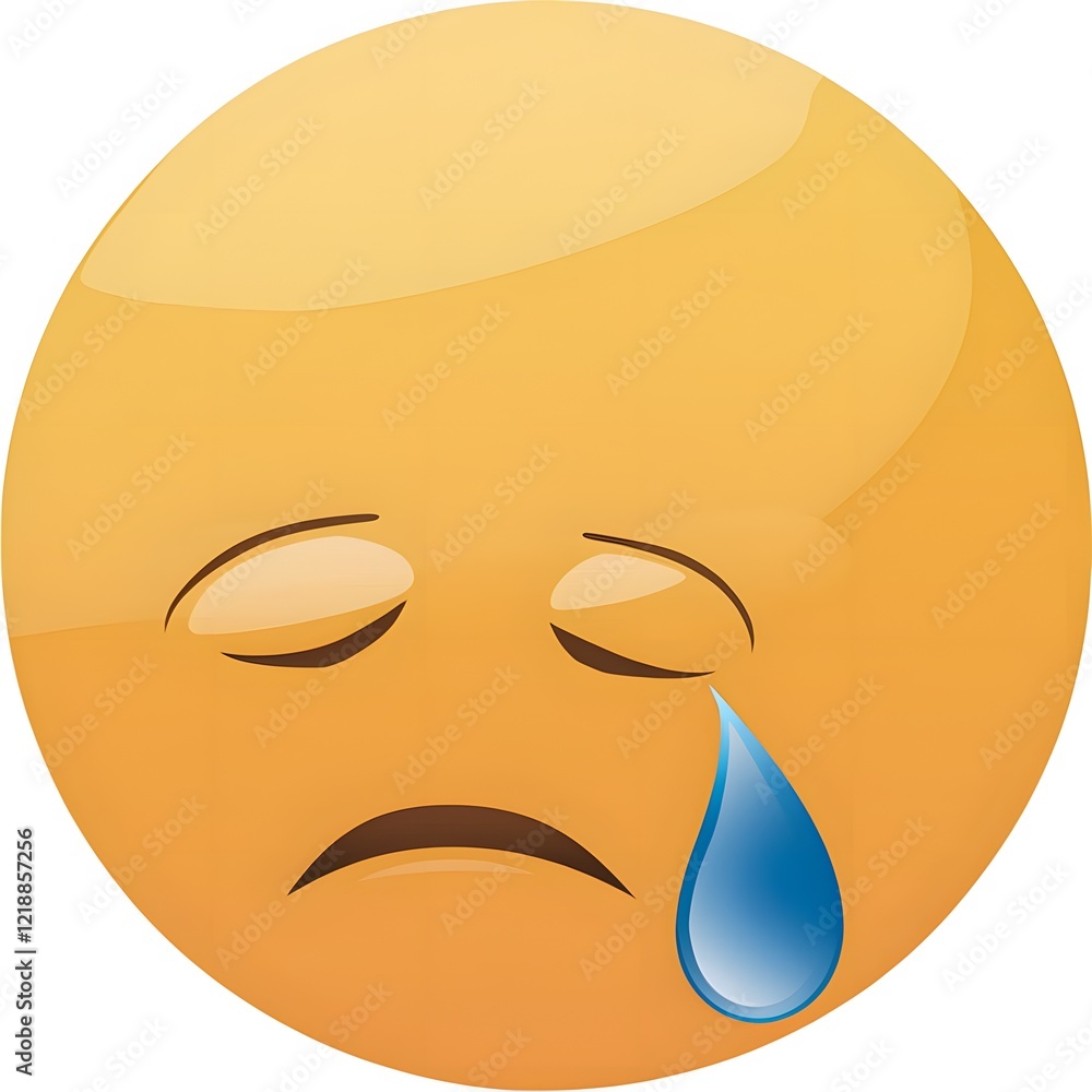 Sad Emoji with Tear - Expressing Disappointment. Stock Illustration ...