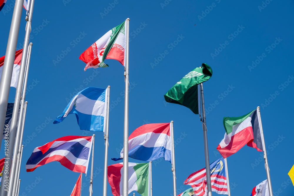 The Flag Plaza, displays 119 flags from countries with authorized ...