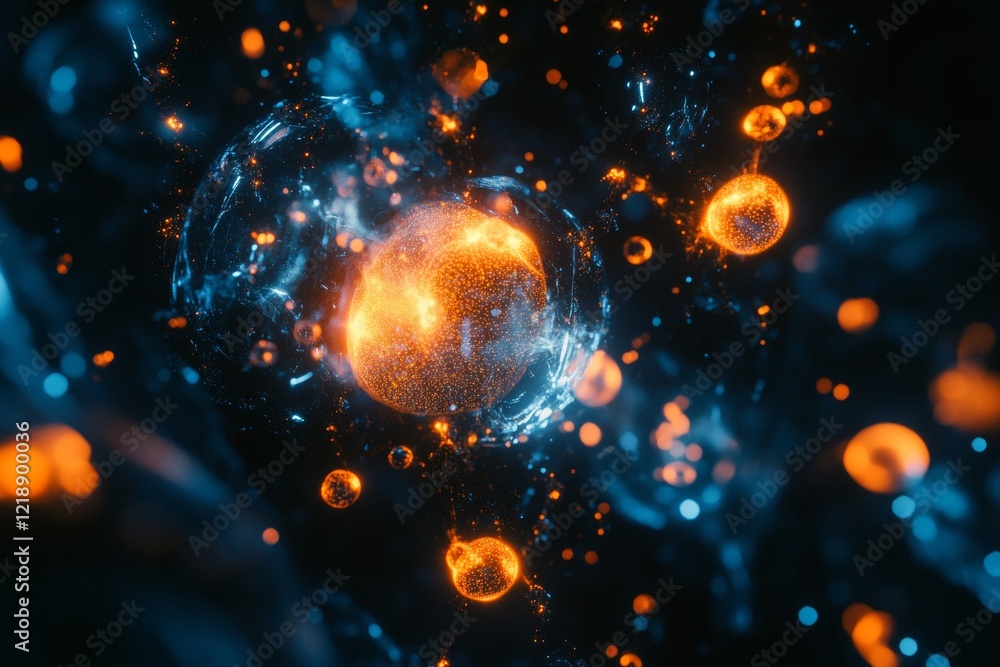 3d visualization of an ai data model with glowing particles and depth ...