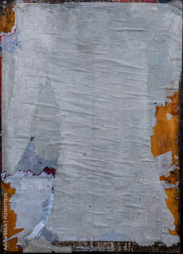 torn wet blank election poster, A blank white A3 format poster on an ...
