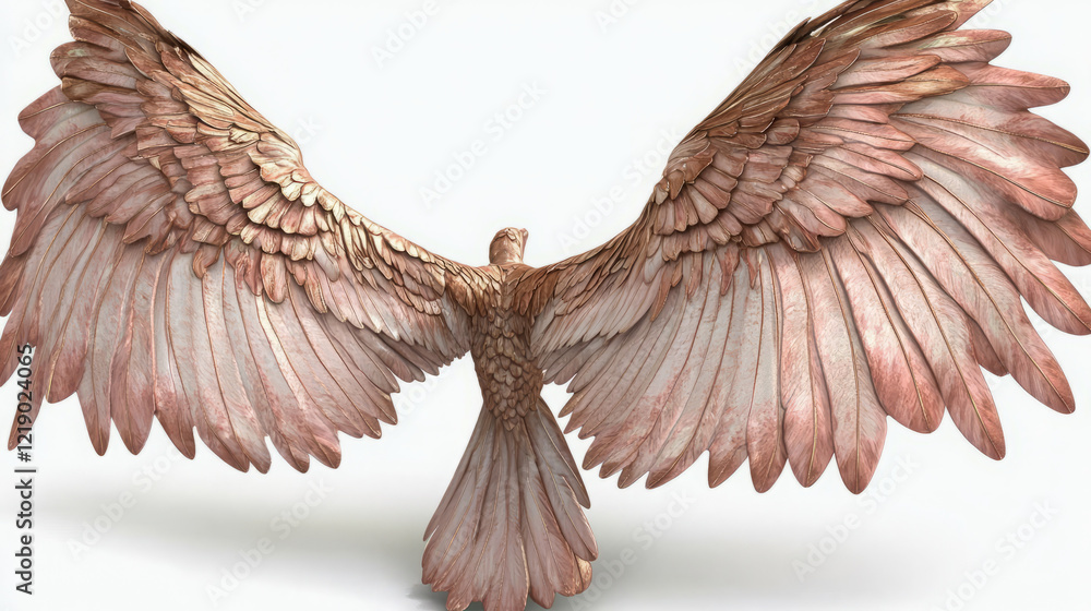 3D rose gold angel wings with detailed feather texture: explore ...