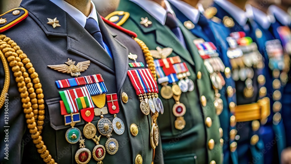 Military Ranks Hierarchy: Officer Uniforms, Insignia & Badges Stock ...