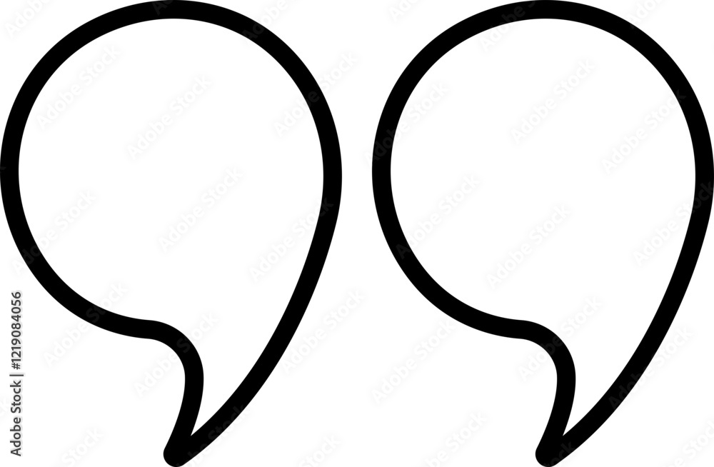 Quote commas icon in line. Quotation sign isolated on transparent ...