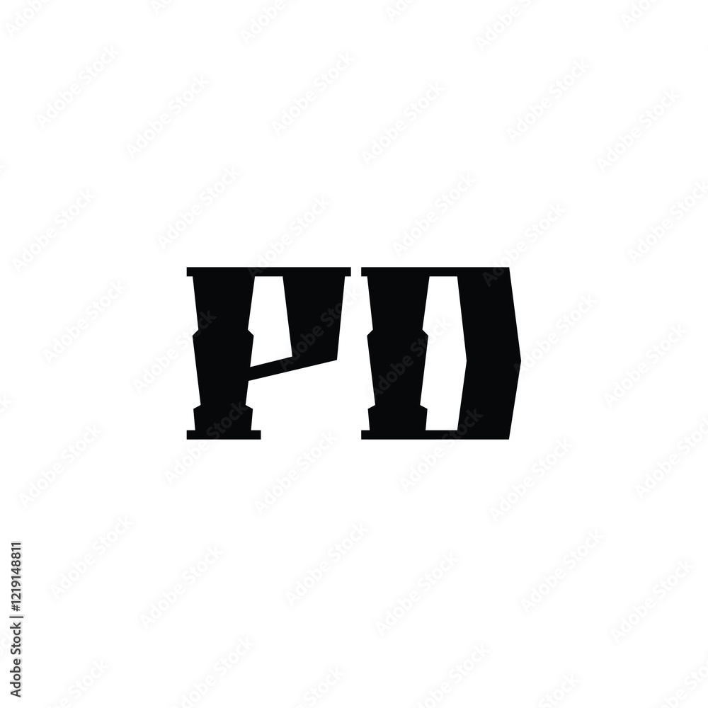 PD monogram logo design letter text name symbol monochrome logotype ...