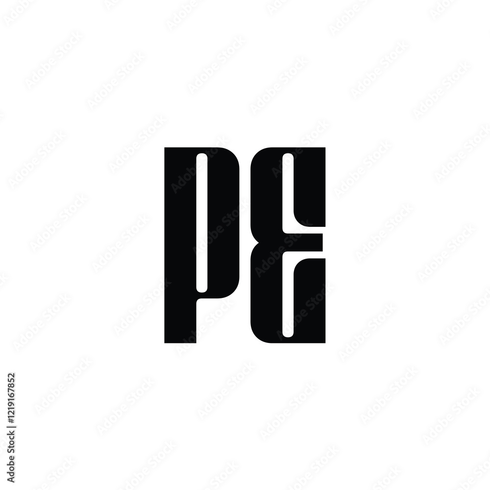PE monogram logo design letter text name symbol monochrome logotype ...
