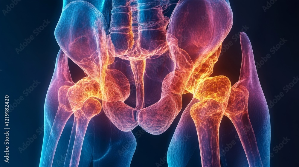 Human Hip Joint Anatomy: 3D Medical Illustration of Pelvis Bone ...