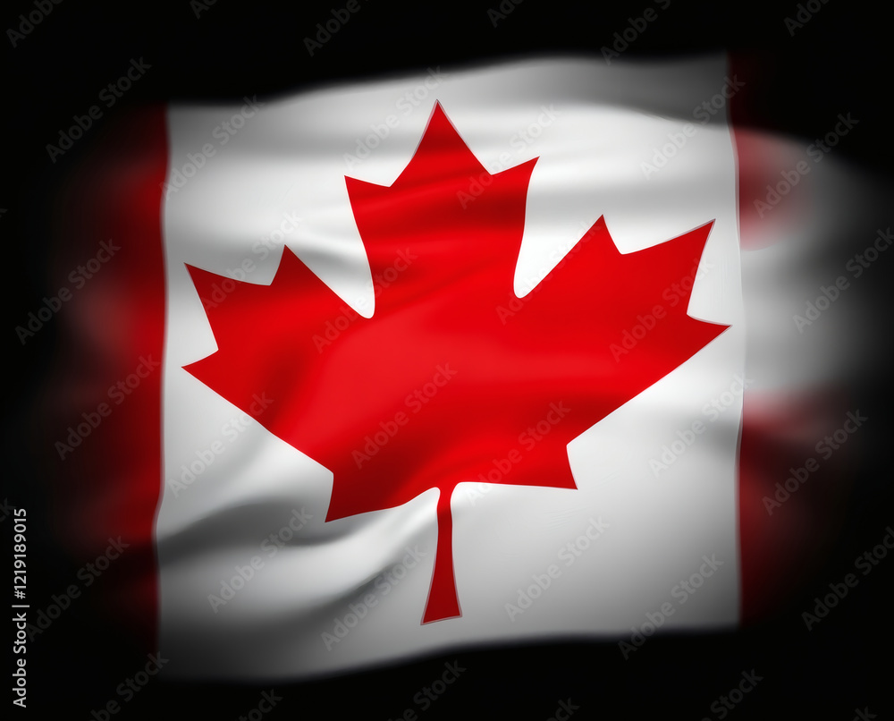 Symbol of pride and unity, the Canadian flag gracefully waves against a ...