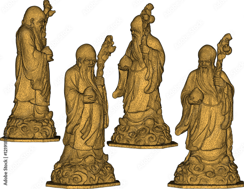 Vector sketch illustration of decorative design of holy hermit god ...