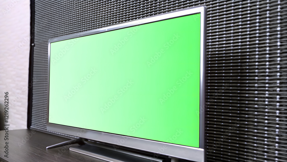 Modern TV, gaming monitor, green screen on green screen background. Cut ...