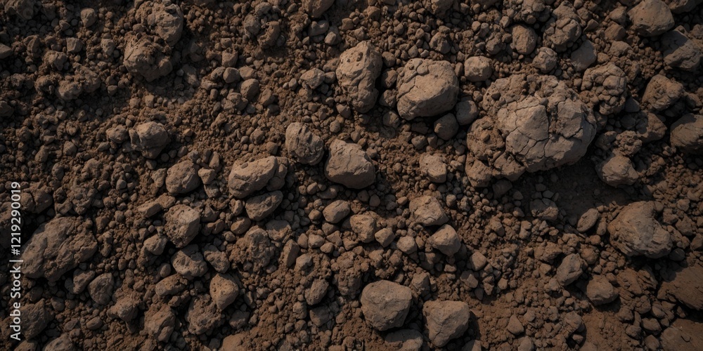Dark, Cloddy Dirt Texture Surface: A Natural Composition of Dark Brown ...