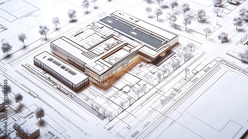 Residential blueprints housing floor plans large construction layout ...