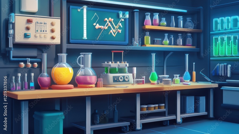 Innovative STEM laboratory clipart, science experiments, flat art ...