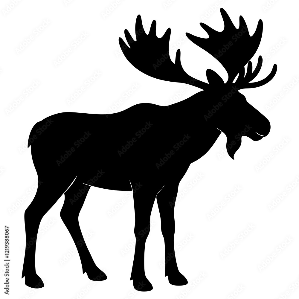 moose black silhouette vector, Simple silhouette Design vector icon ...