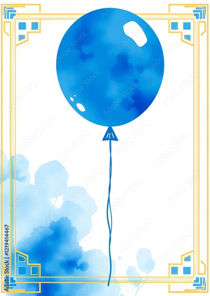 Watercolor blue single balloon clipart on white background balloon ...
