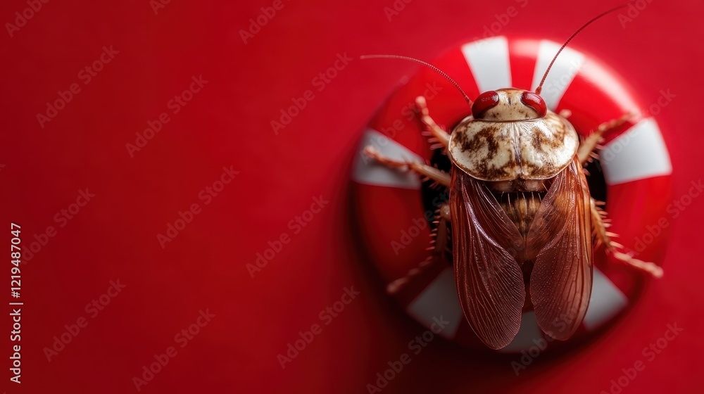 An intricate close-up of a giant cockroach reveals its striking details ...