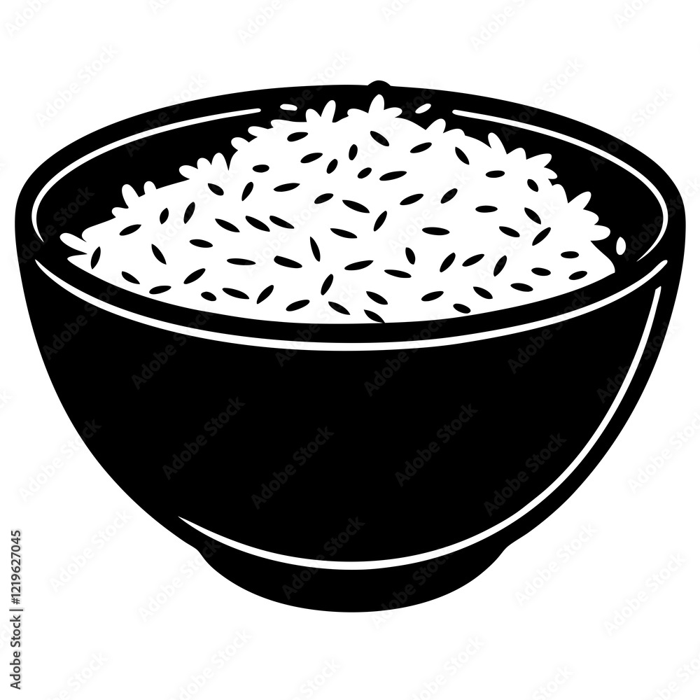 Image vectorielle Stock rice black silhouette vector, A bowl rice ...