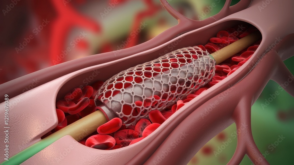 Stent Implantation: A 3D Medical Illustration Showing a Coronary Stent ...
