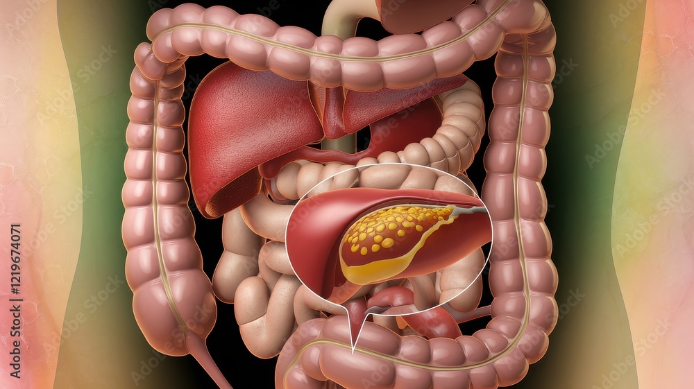 Human Digestive System: Gallstones in the Gallbladder 3D Medical ...