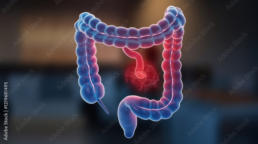 3D Model of Human Colon with Inflammation Highlighting Digestive Tract ...