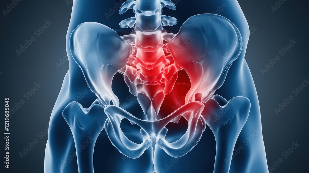 Sacroiliac Joint Pain: Medical Illustration of Lower Back and Pelvis ...