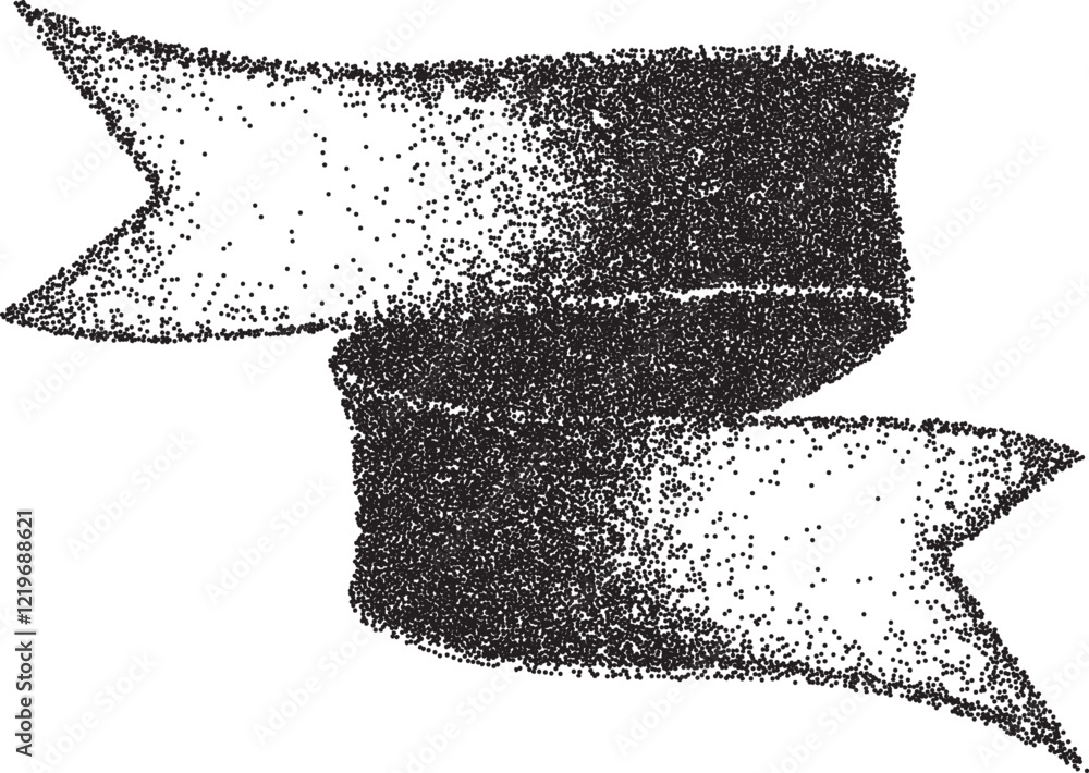 Ribbon banner vintage y2k stipple art, banner halftone stipple ...