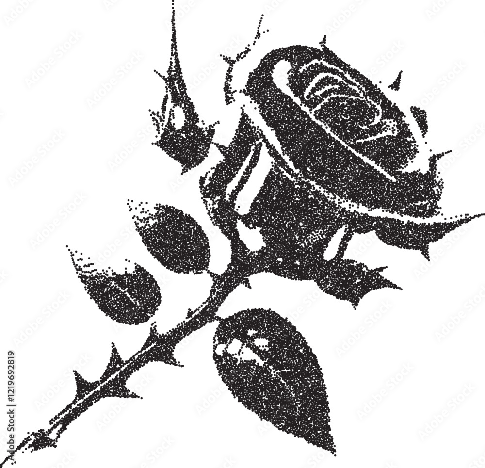 Rose vintage y2k stipple art, skull halftone stipple brutalist retro ...