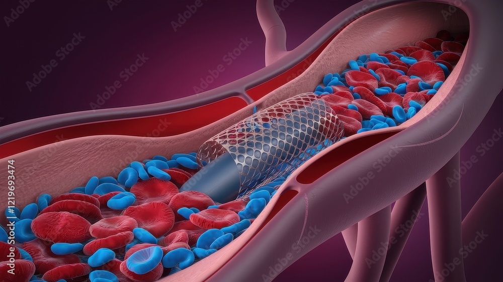 Stent Implantation: A 3D Medical Illustration of a Coronary Stent Being ...