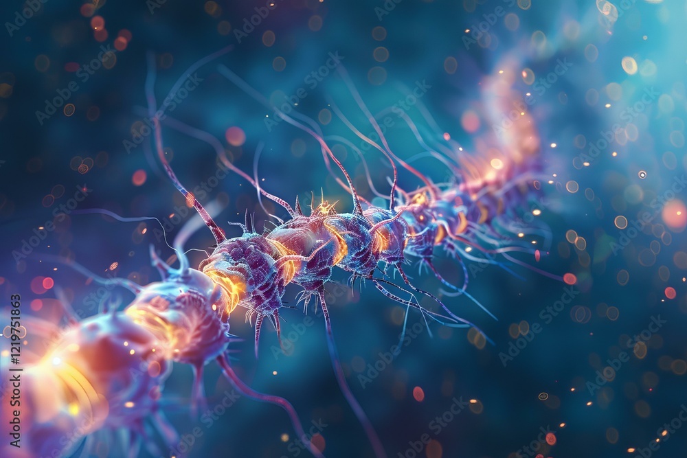 Nerve cells transmitting electrochemical signals in nervous system ...