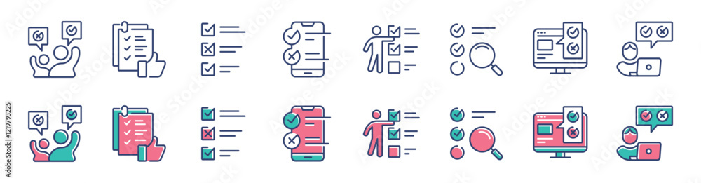 business questionnaire survey icon line set multiple option checklist ...