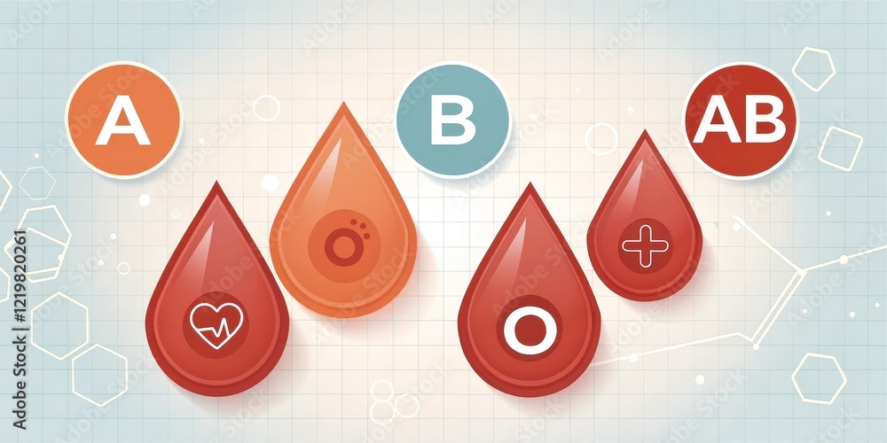Blood Type Infographic A, B, AB, O Blood Drop Illustration, Healthcare ...