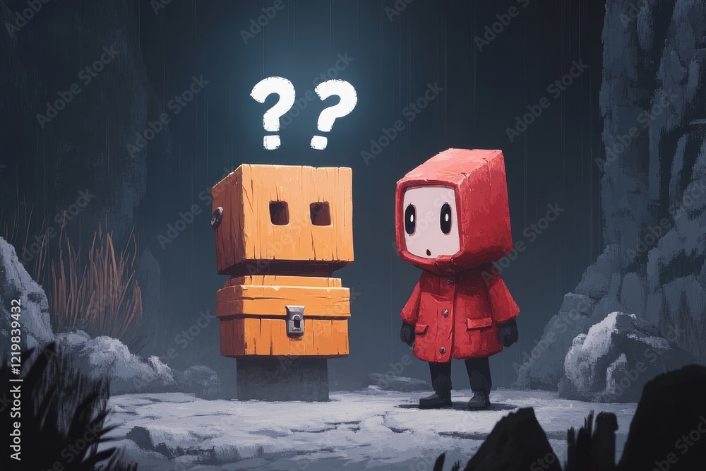 A pixel art depiction of a video game character standing in front of a ...