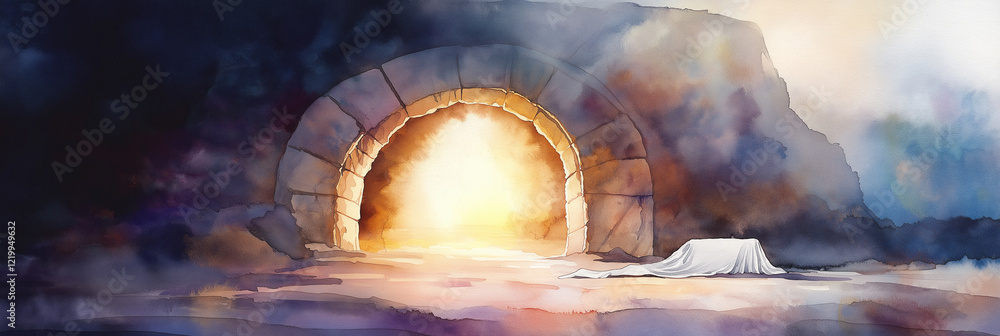 Banner Easter, during Holy Week, resurrection of Jesus Christ revealed ...