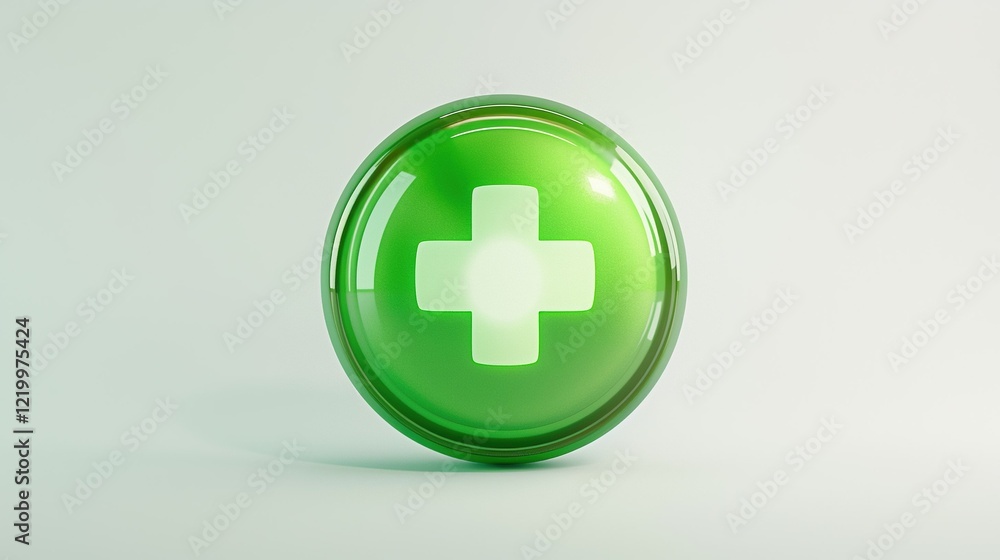 3D icon of a cross mark in a green circle on a white background ...