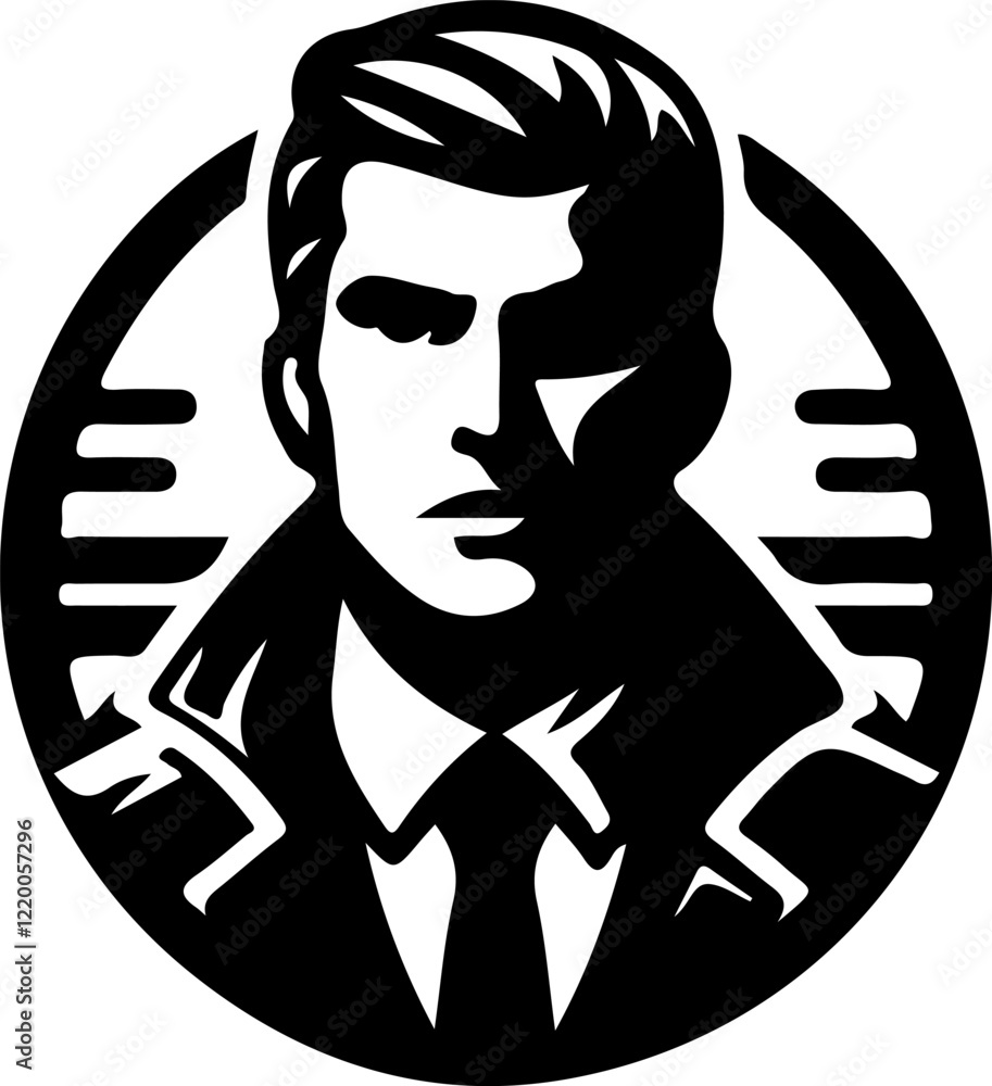 vector illustration silhouette logo icon design symbol of a masculine ...