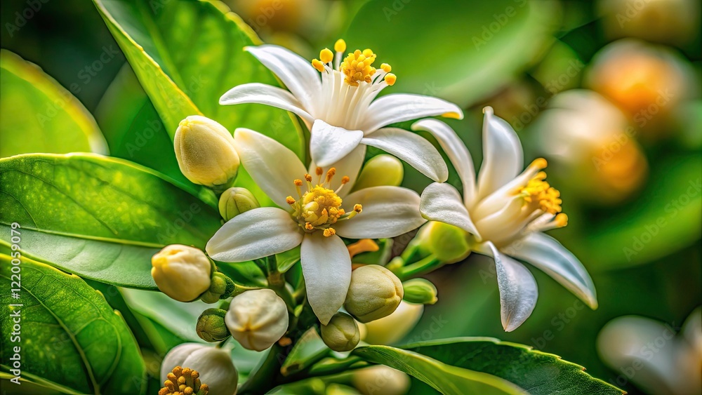 Macro Photography of Lemon Blossoms Transitioning to Fruit, Capturing ...