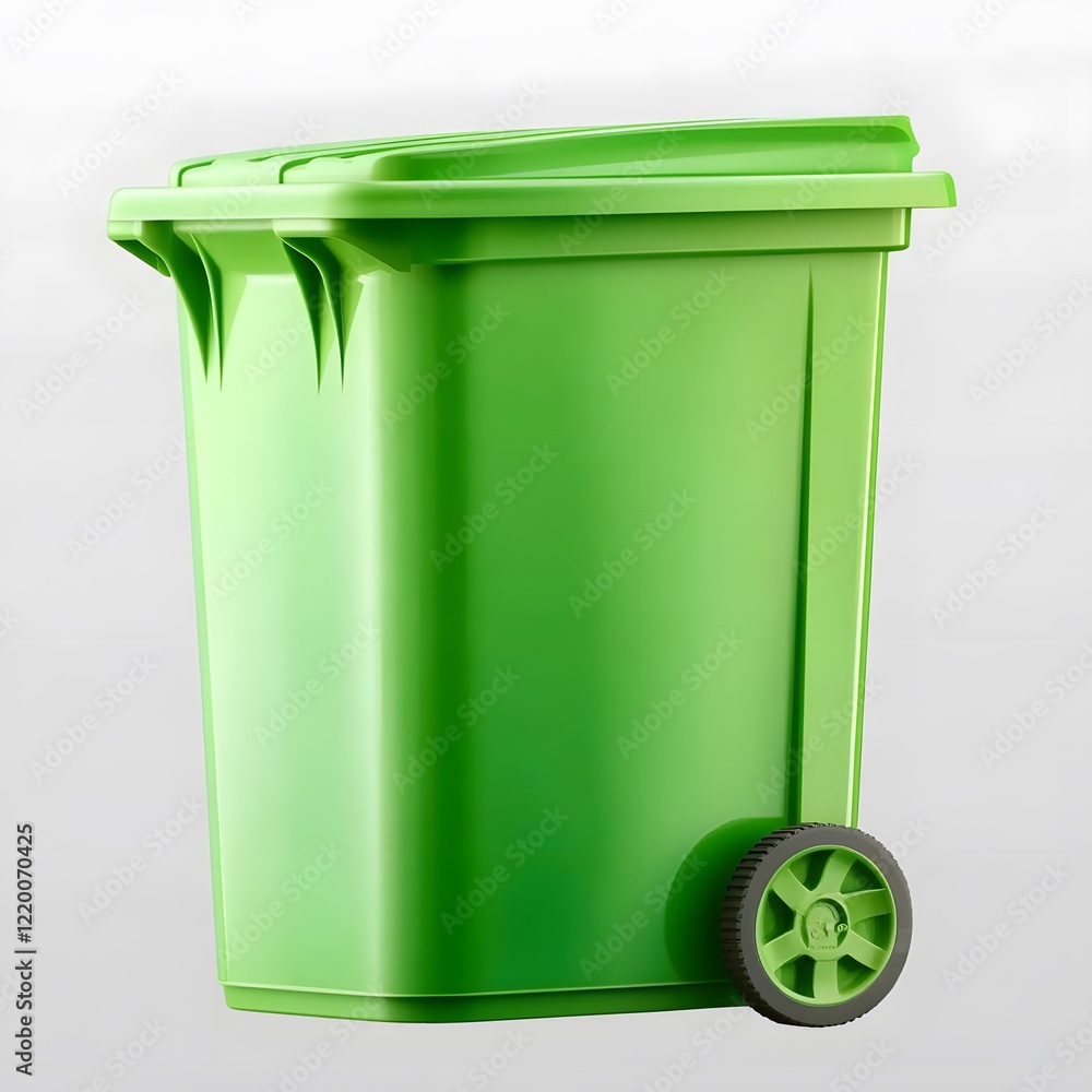 Green plastic trash can or bin object isolated on transparent ...