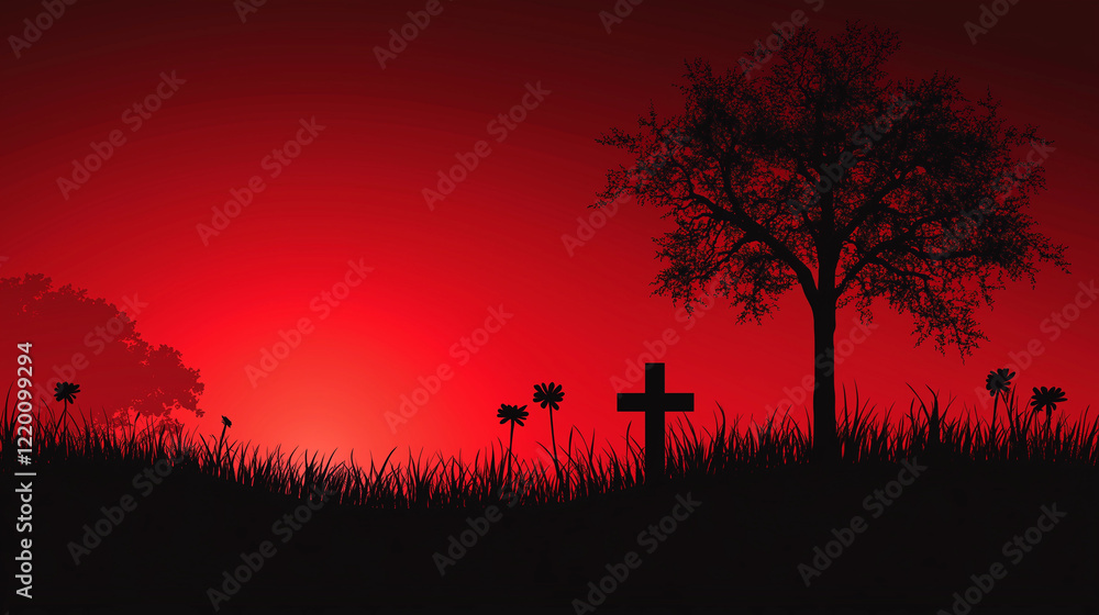 Days of Remembrance, Red to black gradient background with silhouette ...