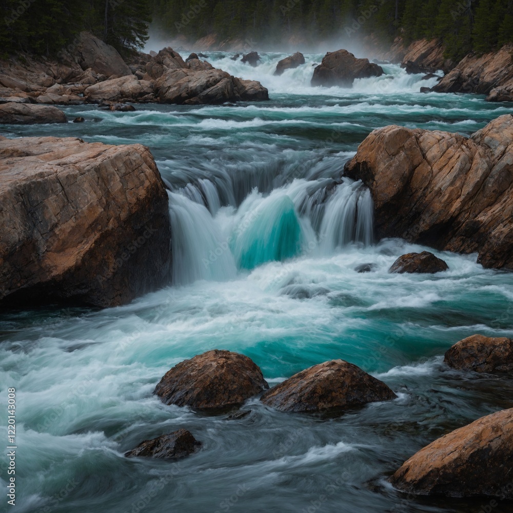How do the colors of the water change as it hits the rocks? Stock Photo ...
