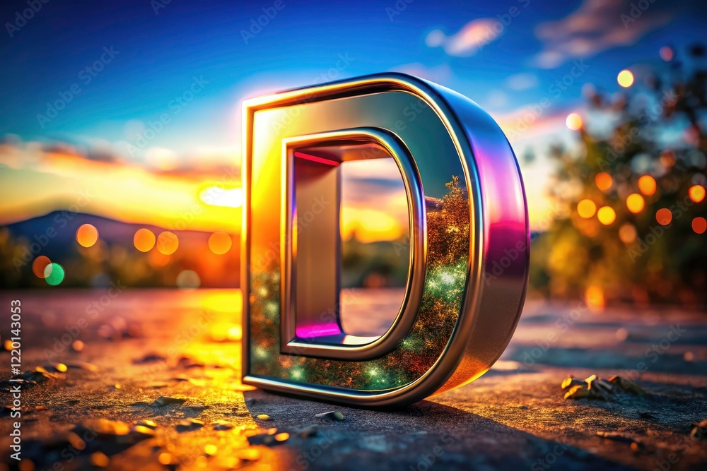 A high-resolution, realistic 3D model of the letter D, rendered with a ...