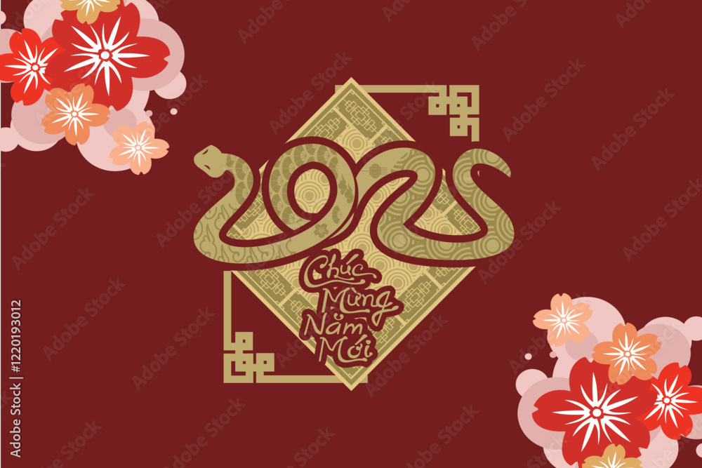 Translation: Happy New Year, 2025. Happy Vietnamese New Year Tet or Tết ...