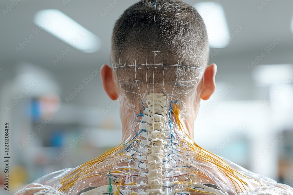 Detailed Anatomical Illustration of Human Spine and Nervous System from ...