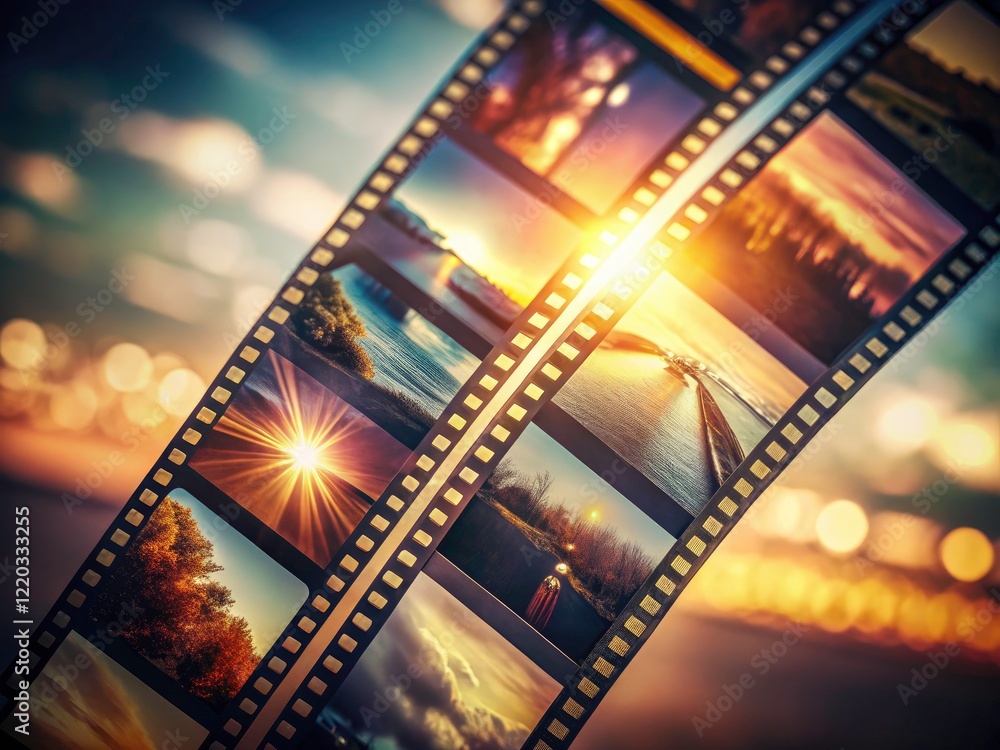 Vintage film reel, light leak effect. Embrace nostalgia with this retro ...